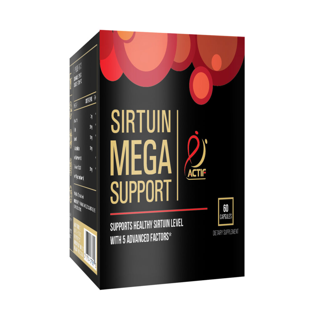 Actif Sirtuin Mega Support With 5 Advanced Factors – Anti-Aging, DNA Repair, 100% Natural, Non ...